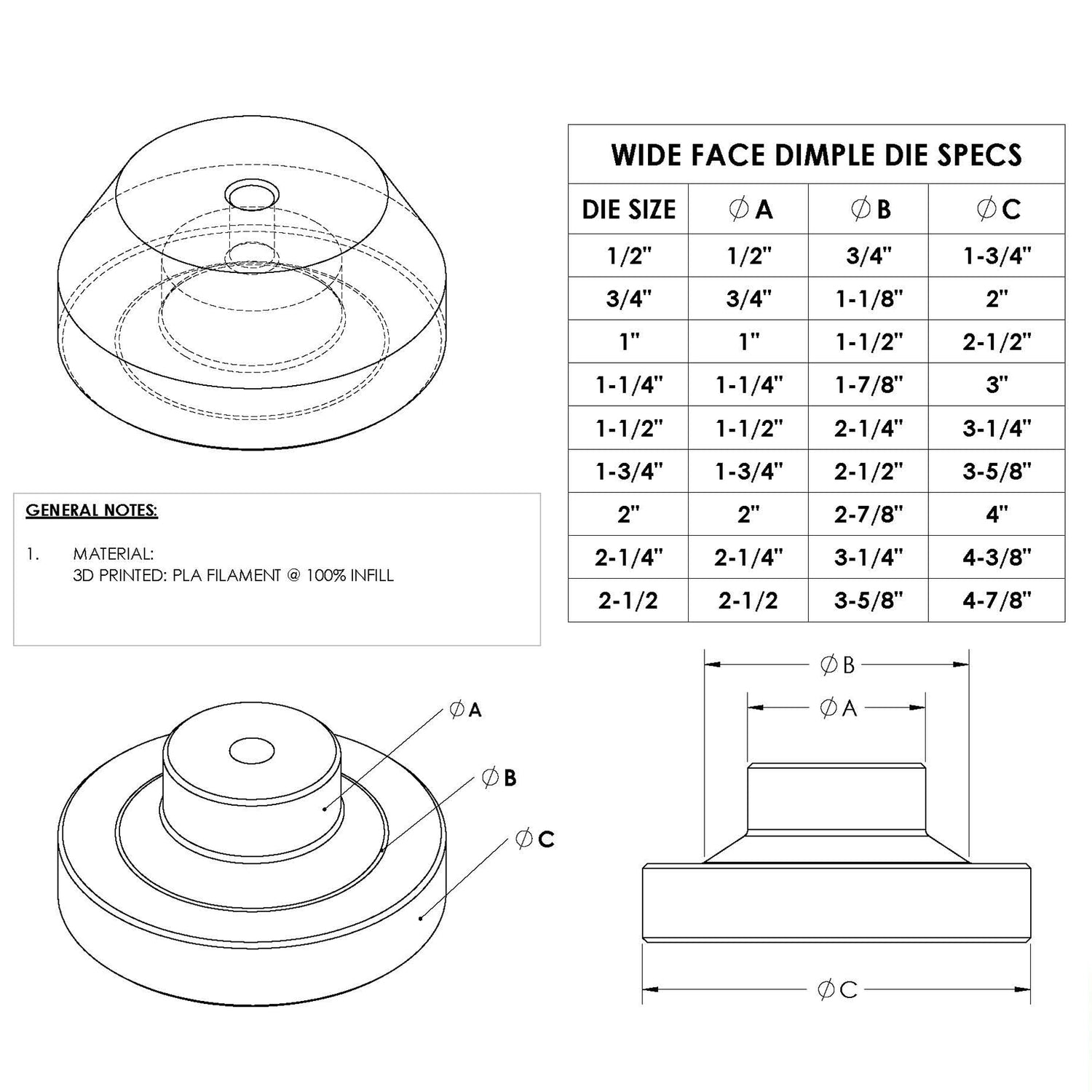 Wide-Face Dimple Dies – Print Your Own!
